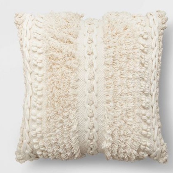 Threshold | Accents | Tufted And Braided Striped Square Throw Pillow ...